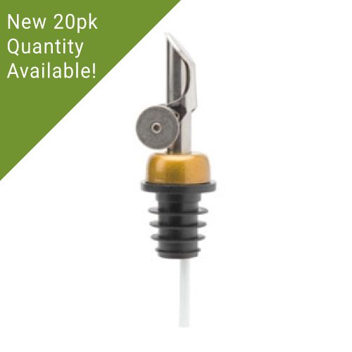 SELF-CLOSING POUR SPOUT - GOLD COLLAR - 20PK - Olive Oil Pour Spouts